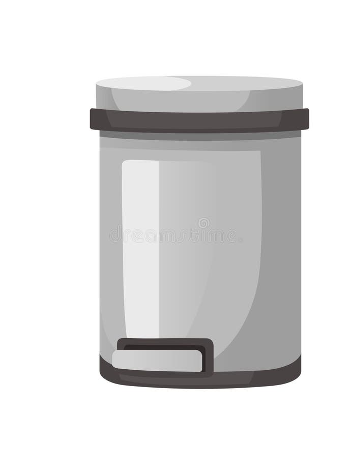 Modern Trash Can with Push Button for Open Lid Vector Illustration ...