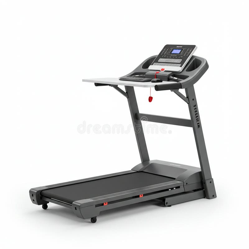 A Modern Treadmill with a Sleek, Gray Design. it Features a Digital ...