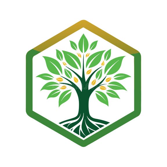 Modern Tree of Life Logo Inside Hexagon Frame Symbolizing Growth and ...