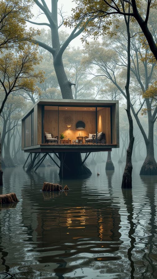 A Modern Treehouse with Solar Panels Sits High Above the Forest Floor ...
