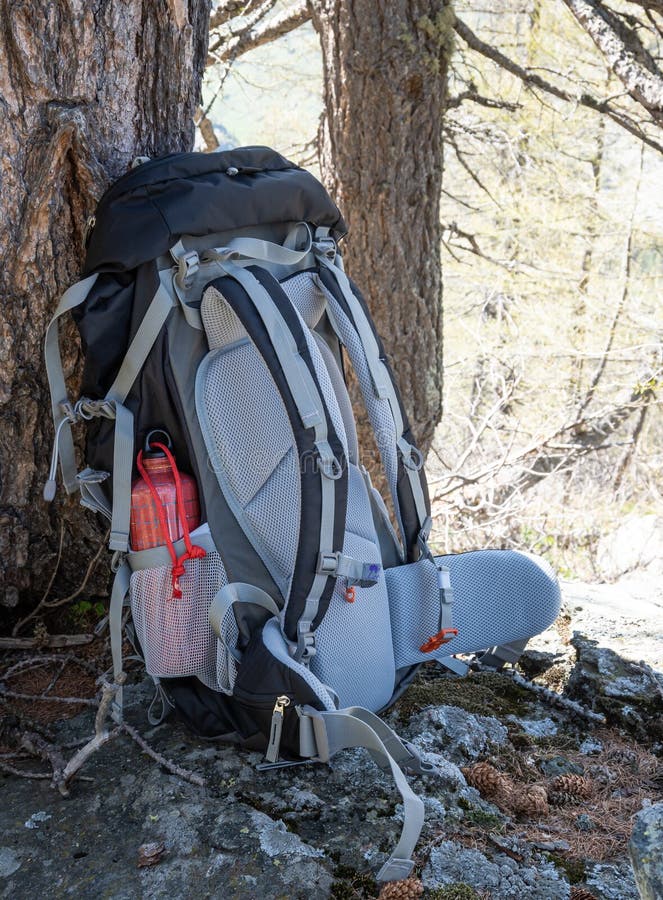 Modern trekking backpack stock image. Image of used - 221632707