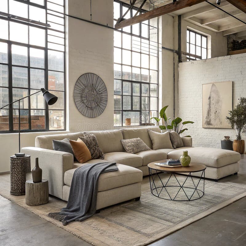 Modern Trending Interior Decoration Corner Sofa Loft Concept Stock ...