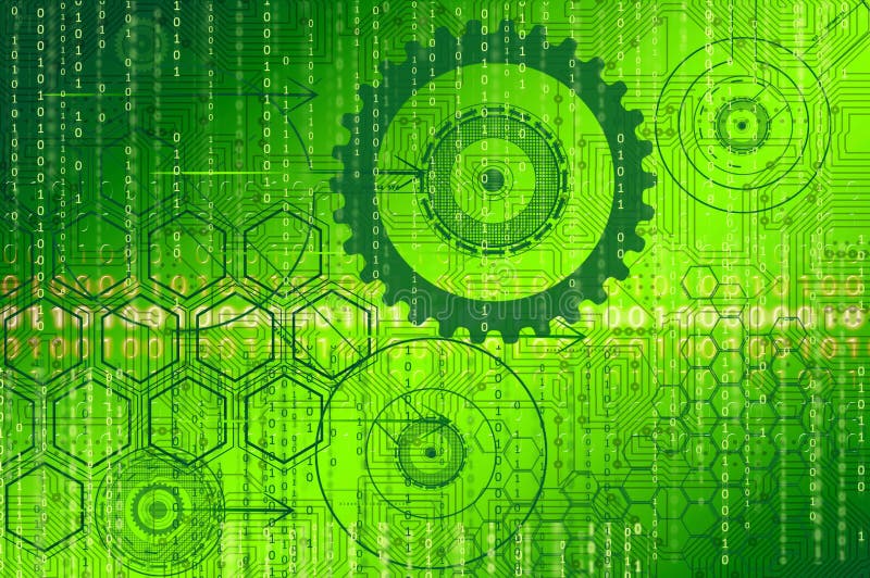 Abstract Background with Green Color Electronic and Technology Theme ...