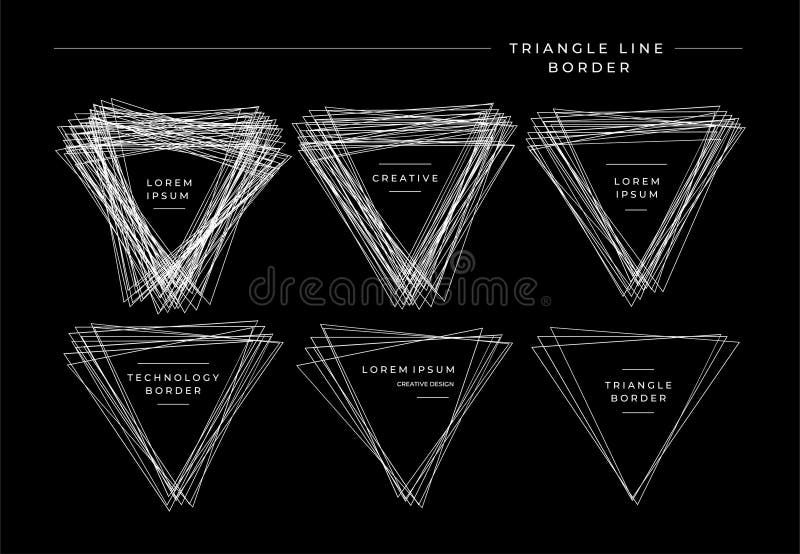Modern Triangle Line Scribble Border Logo Design Set. Stripe Line ...