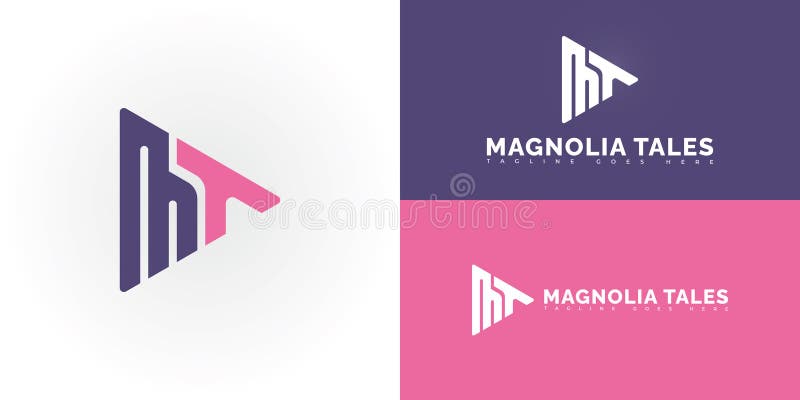 Modern Triangle Vector Initial Letter MT or TM Logo in Purple-pink ...