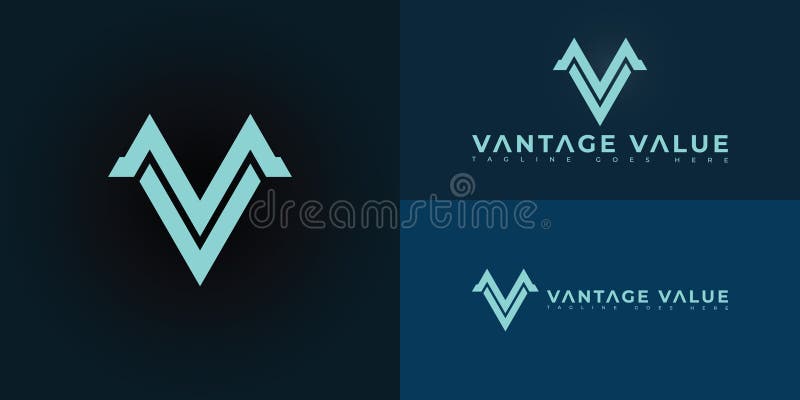 Modern Triangle Vector Logo Initial Letter V or VV in Blue Color ...