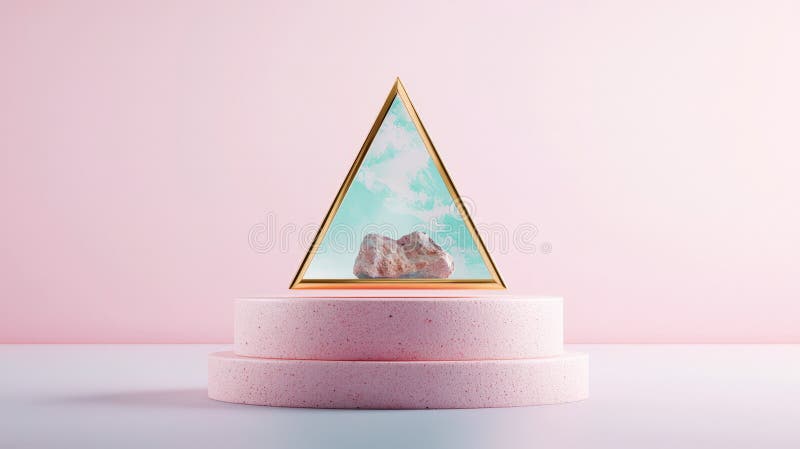 A Modern Triangular Display Featuring a Picturesque Mountain Scene ...