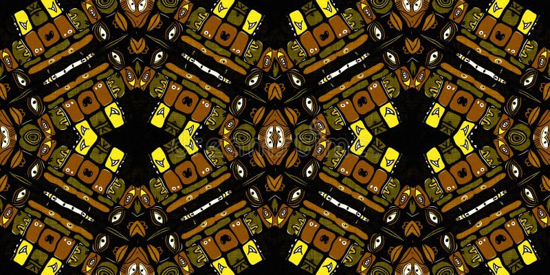 Modern Tribal Shape Mud Cloth Border Effect Seamless Pattern. Stylized ...
