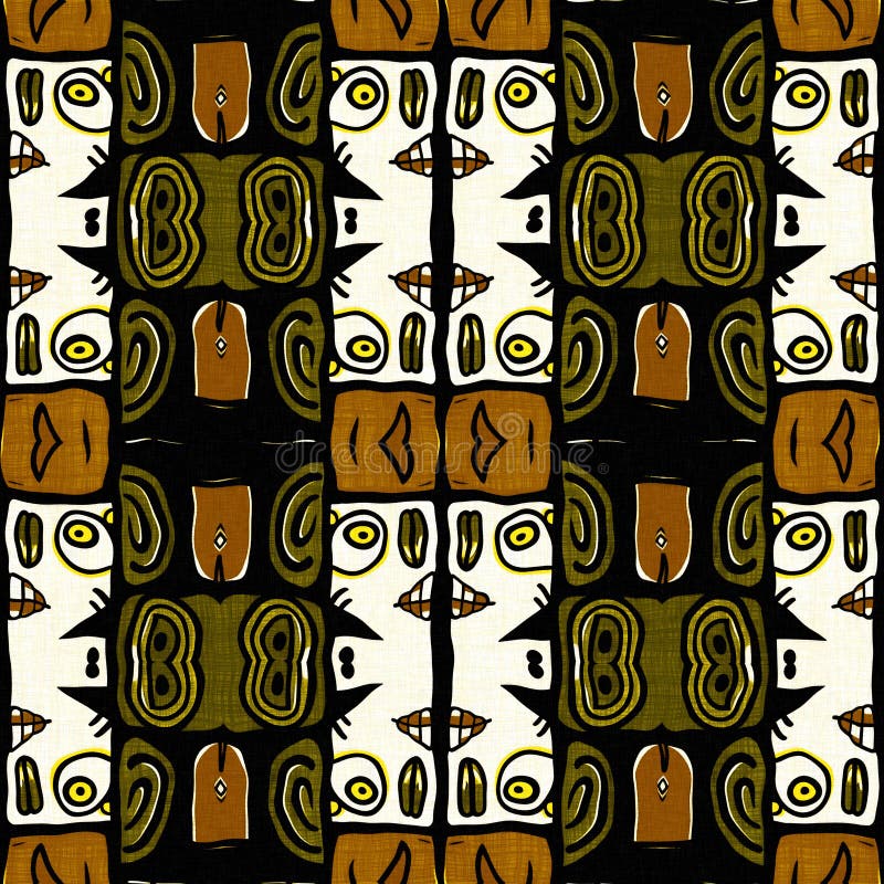 Modern Tribal Shape Mud Cloth Effect Seamless Pattern. Stylized Shape ...