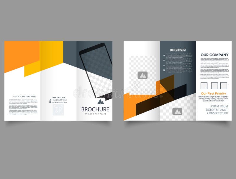 Modern Trifold Brochure with Mobile Phone. Construction Trifold ...