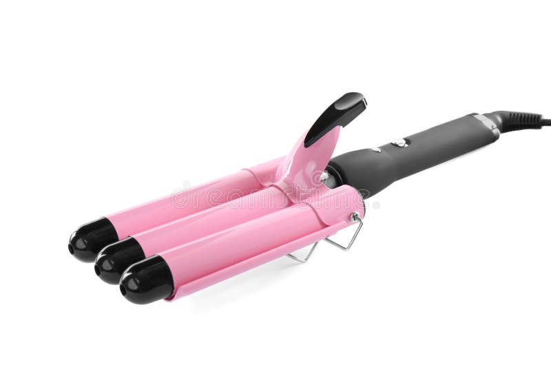 Modern Triple Curling Iron Isolated on White Stock Photo - Image of ...