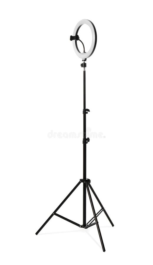 Modern Tripod with Ring Light Isolated on White Stock Image - Image of ...