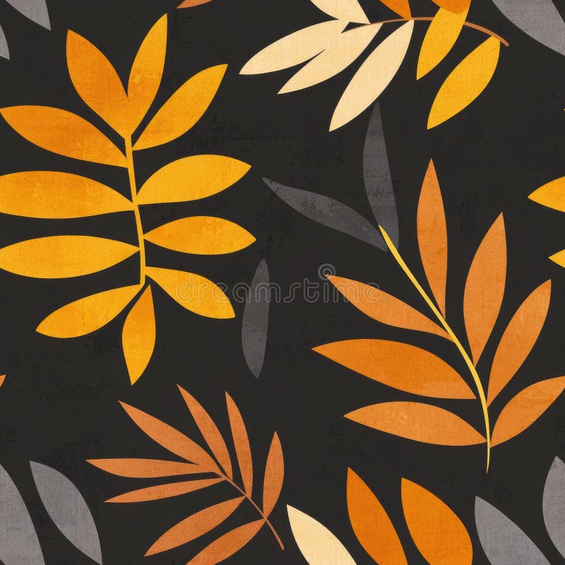 Modern Tropical Abstract Leaves Pattern in Dark Tones for Graphic ...