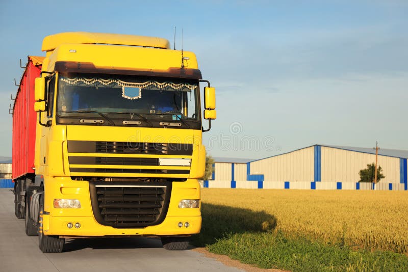 Modern Truck on Country Road Stock Photo - Image of haulage, forwarding ...