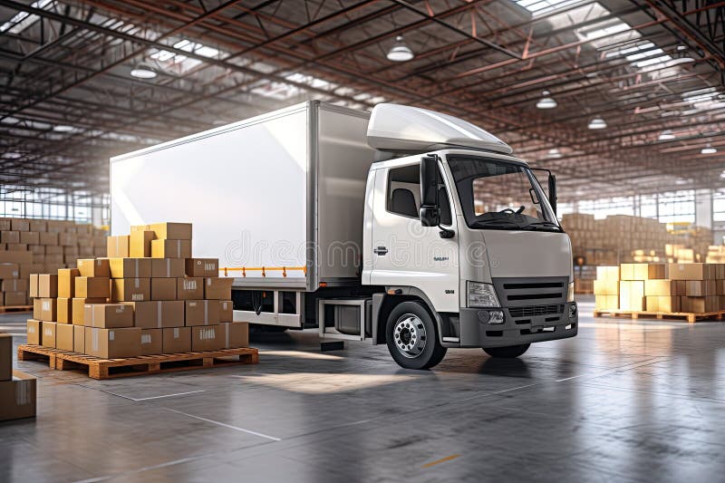 Modern Truck Filled with Shipping Boxes in a Warehouse Generative AI ...