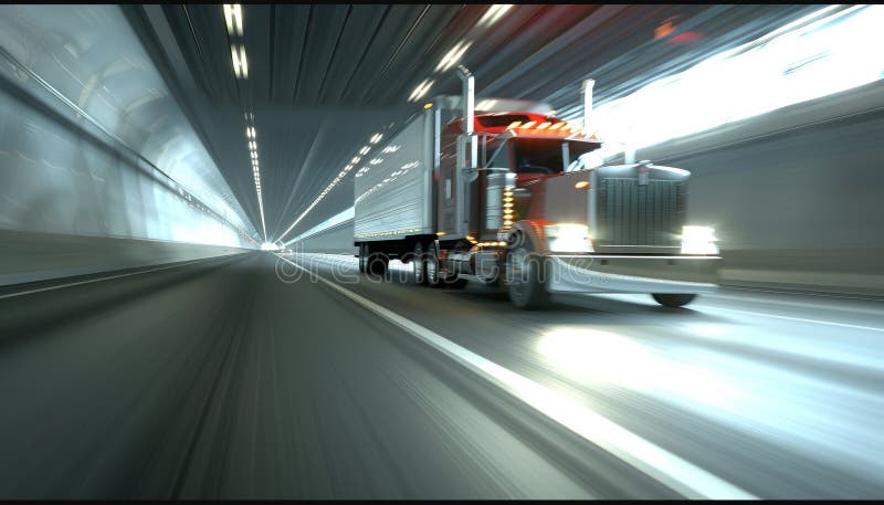 Modern Truck Speeding on Freeway Highway in Motion Stock Illustration ...
