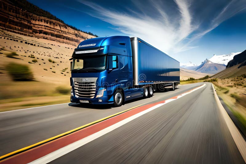 Modern Truck Speeding on Freeway Highway in Motion. Generative AI Stock ... Modern Truck Speeding on Freeway Highway in Motion. Generative AI Stock ...