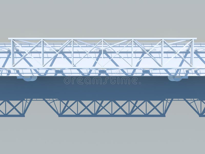 Modern Truss Bridge Model Over Gray Background, Top View, 3d Stock ...