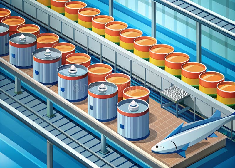 Modern Tuna Canning Factory a Flat Design Illustration Depicting ...
