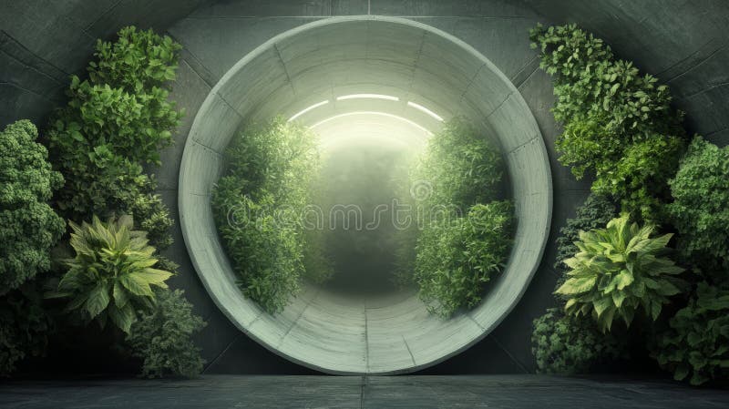 A Modern Tunnel Design Featuring Lush Greenery, Creating a Serene and ...
