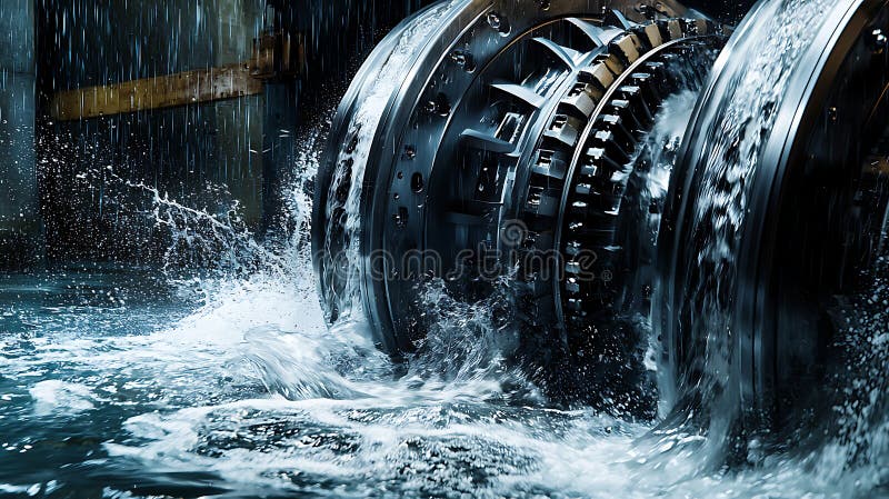 Modern Turbine Designs in Motion Create Dynamic Water Splashes Stock ...