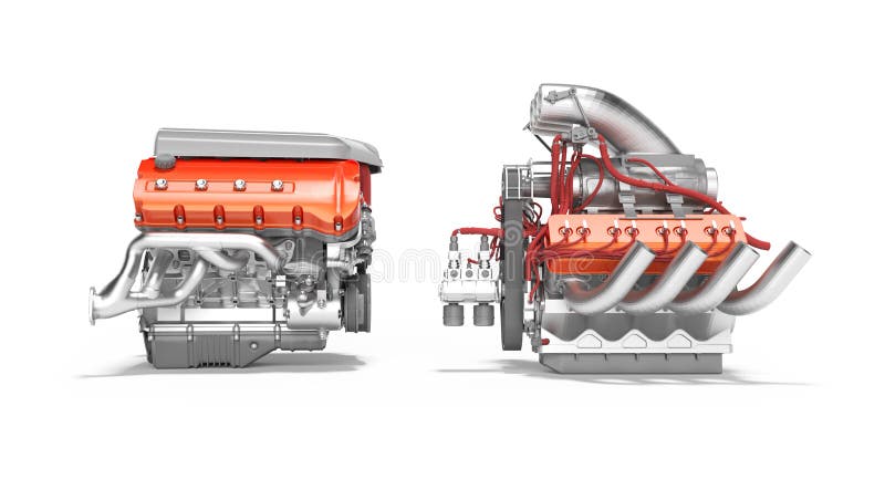 Modern Turbo Engine and Supercharger Engine Isolated 3d Render on White ...