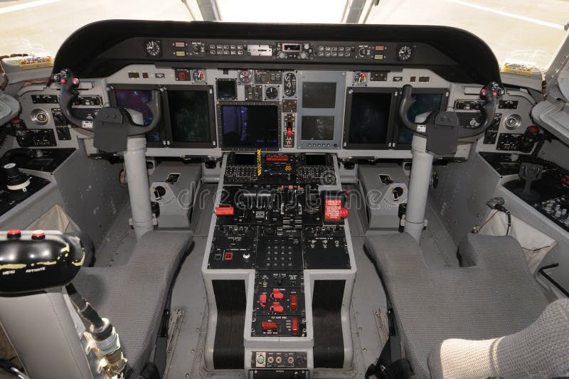 Modern Turboprop Airplane Cockpit Stock Photo - Image of inside ...