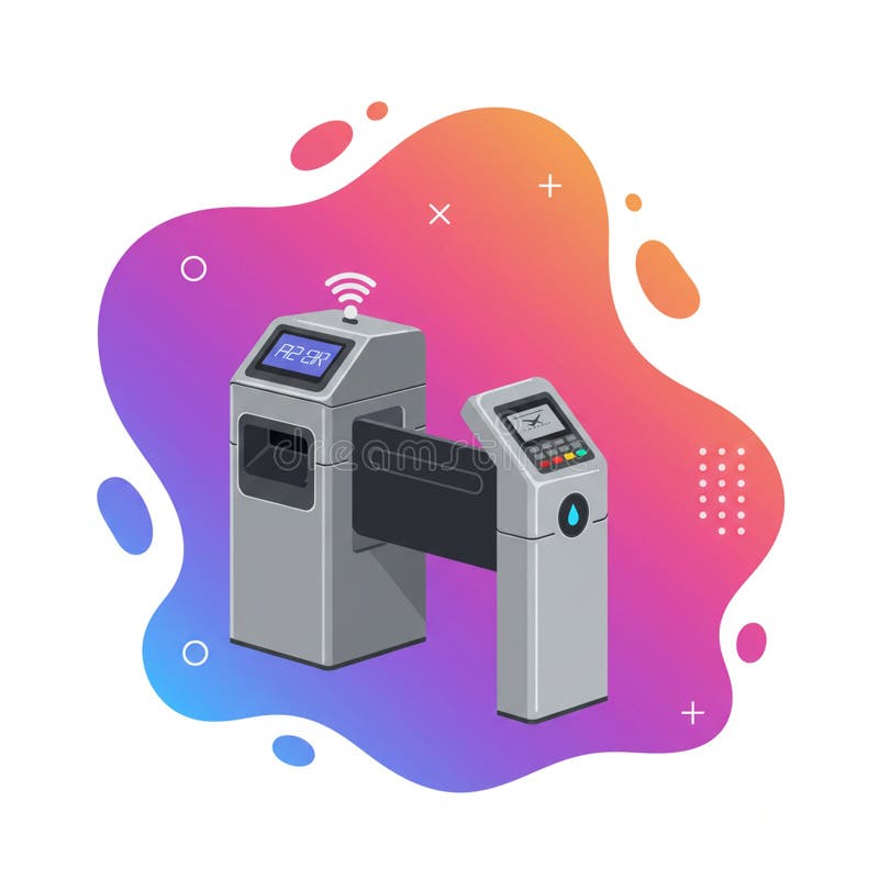 Modern Turnstile with a Digital Interface and Card Reader Panel. it ...