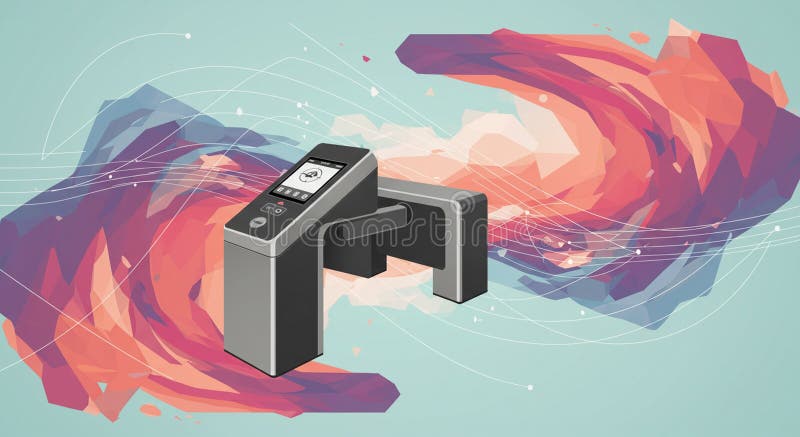 A Modern Turnstile with Sleek Metallic Design and a Digital Display is ...