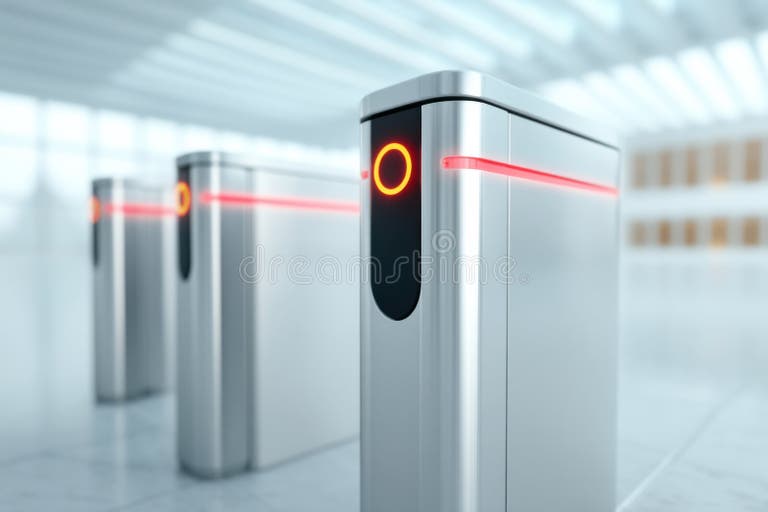 Modern Turnstiles with Sleek Design and Illuminated Indicators in a ...