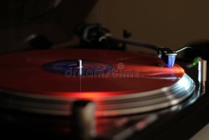 Modern Turntable with Red Vinyl Stock Image - Image of club, audio ...