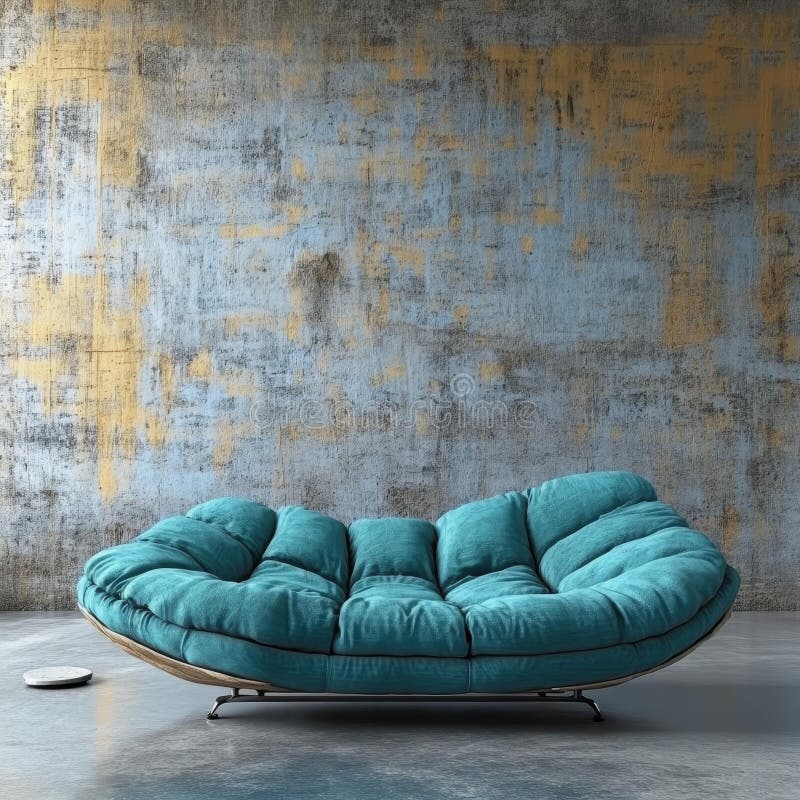 Modern Turquoise Sectional Sofa in a Concrete Interior Generated Using ...
