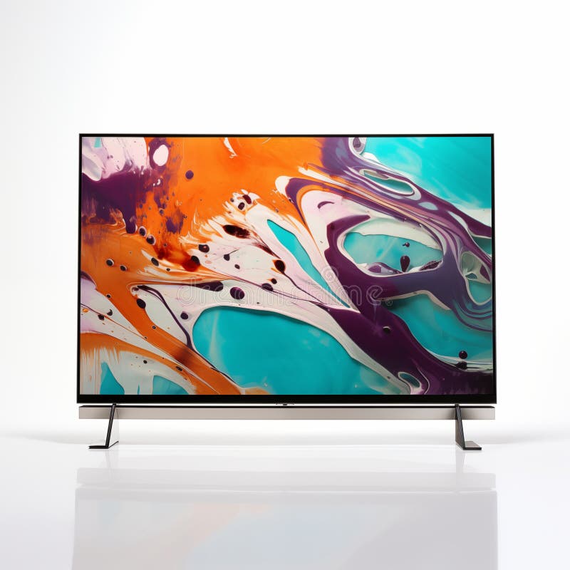 Modern TV with Abstract Art Display Stock Illustration - Illustration ...