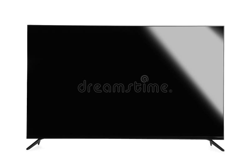 Modern TV with Blank Wide Screen Isolated on White Stock Image - Image ...