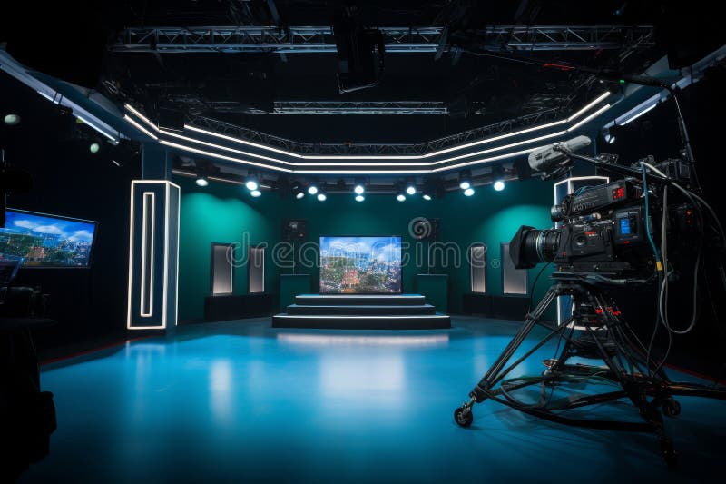 Modern TV Camera Shooting in Tv Studio with Copy Space Stock ...