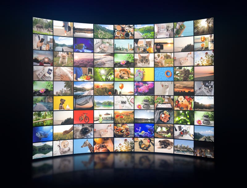 TV Display with Streaming Video Stock Photo - Image of online, collage ...
