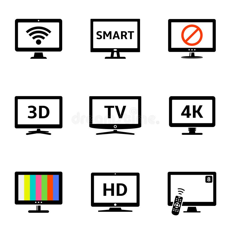 Modern tv icons set stock vector. Illustration of monitor - 113837135