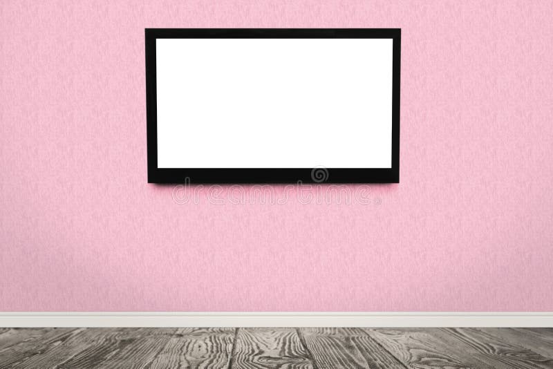 TV on Pink Wall in Room. Space for Design Stock Image - Image of ...