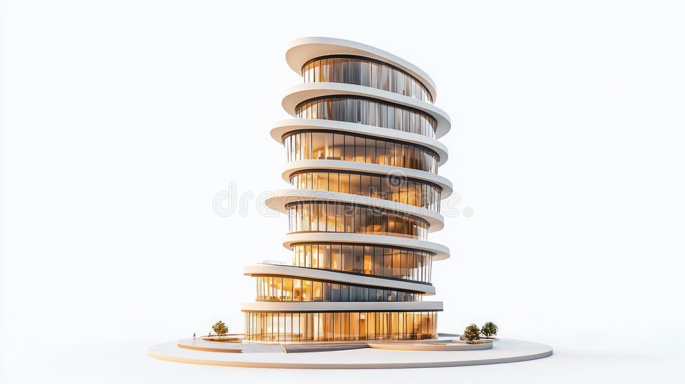 Modern Twisting Skyscraper with Large Glass Windows and Elegant Design ...