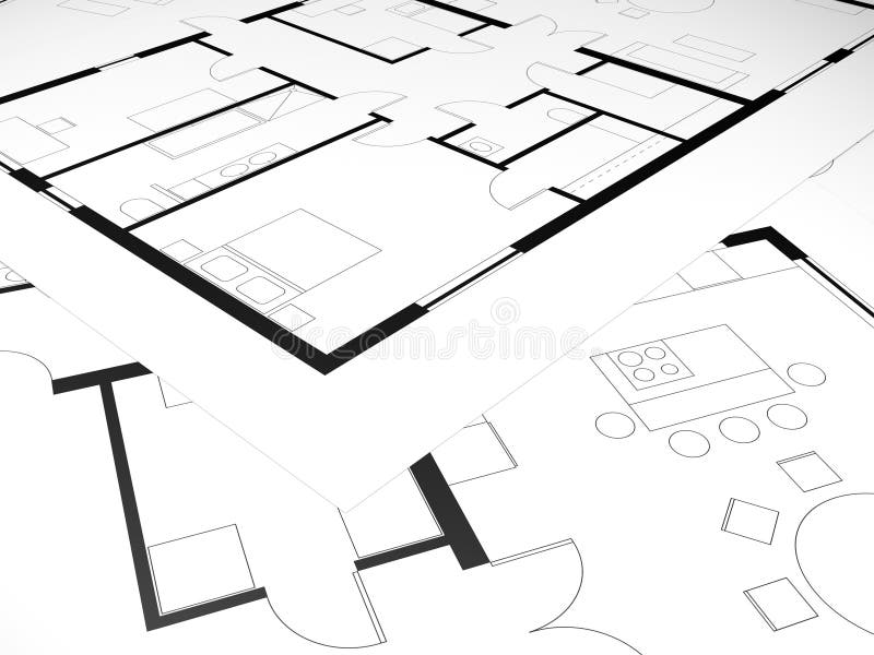 Modern Two Bedroom House Plan Stock Illustration - Illustration of ...