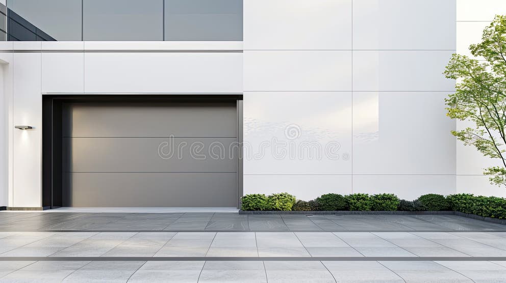 A Modern, Two-door Aluminum Gate with Silver Stripes, an Intercom ...