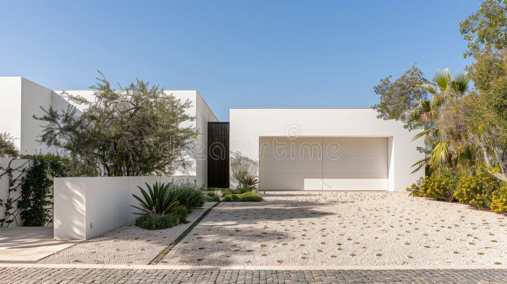 A Modern, Two-door Aluminum Gate with Silver Stripes, an Intercom ...