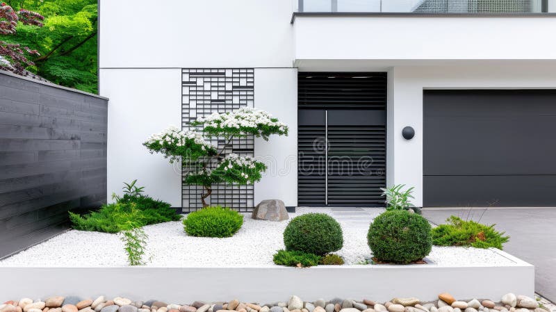 A Modern, Two-door Aluminum Gate with Silver Stripes, an Intercom ...