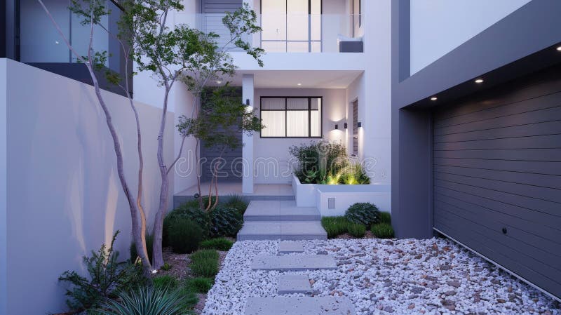 A Modern, Two-door Aluminum Gate with Silver Stripes, an Intercom ...