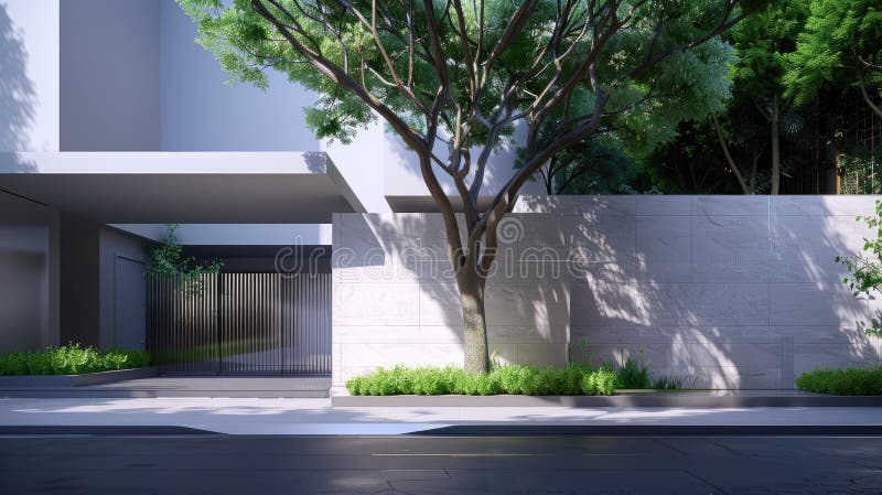 A Modern, Two-door Aluminum Gate with Silver Stripes, an Intercom ...