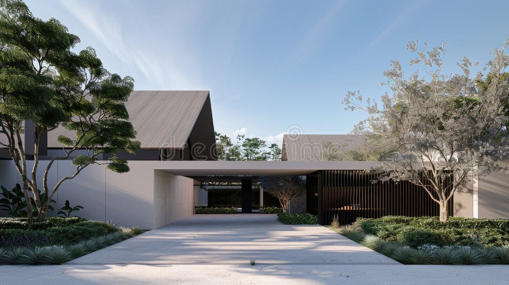 A Modern, Two-door Aluminum Gate with Silver Stripes, an Intercom ...