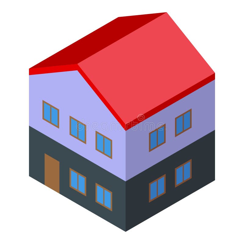 Modern Two Storey House with Red Roof in Isometric View Stock Vector ...