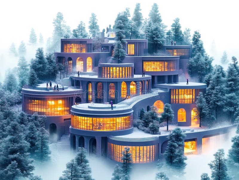 A Modern, Two-story Architectural Structure Set Amidst a Forest with ...