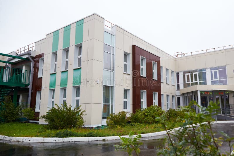 Modern Two-story Building with Large Windows Stock Photo - Image of ...