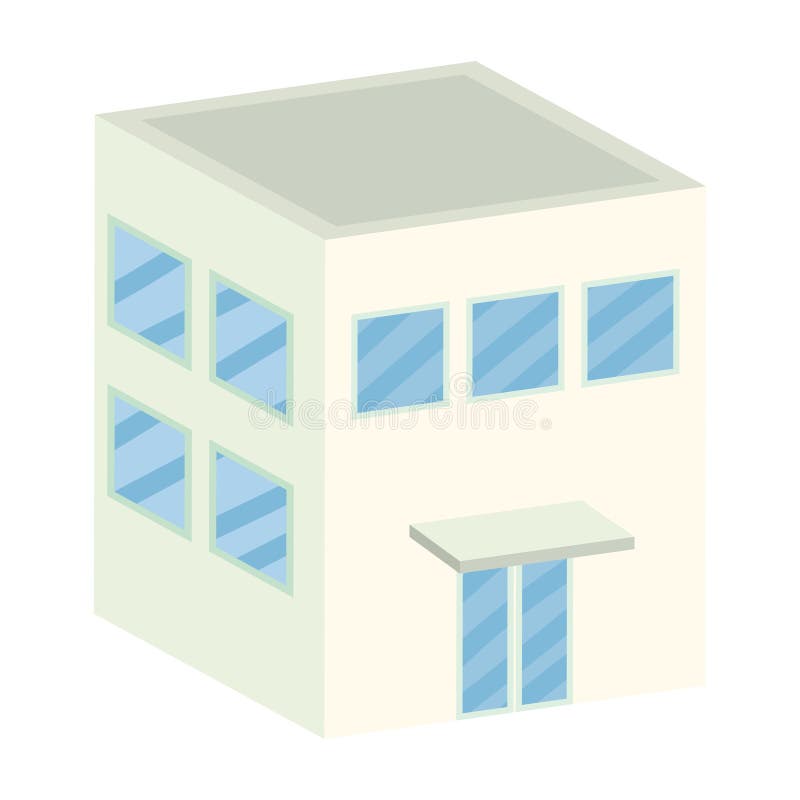 Modern Two Story Building. Vector Stock Vector - Illustration of facade ...